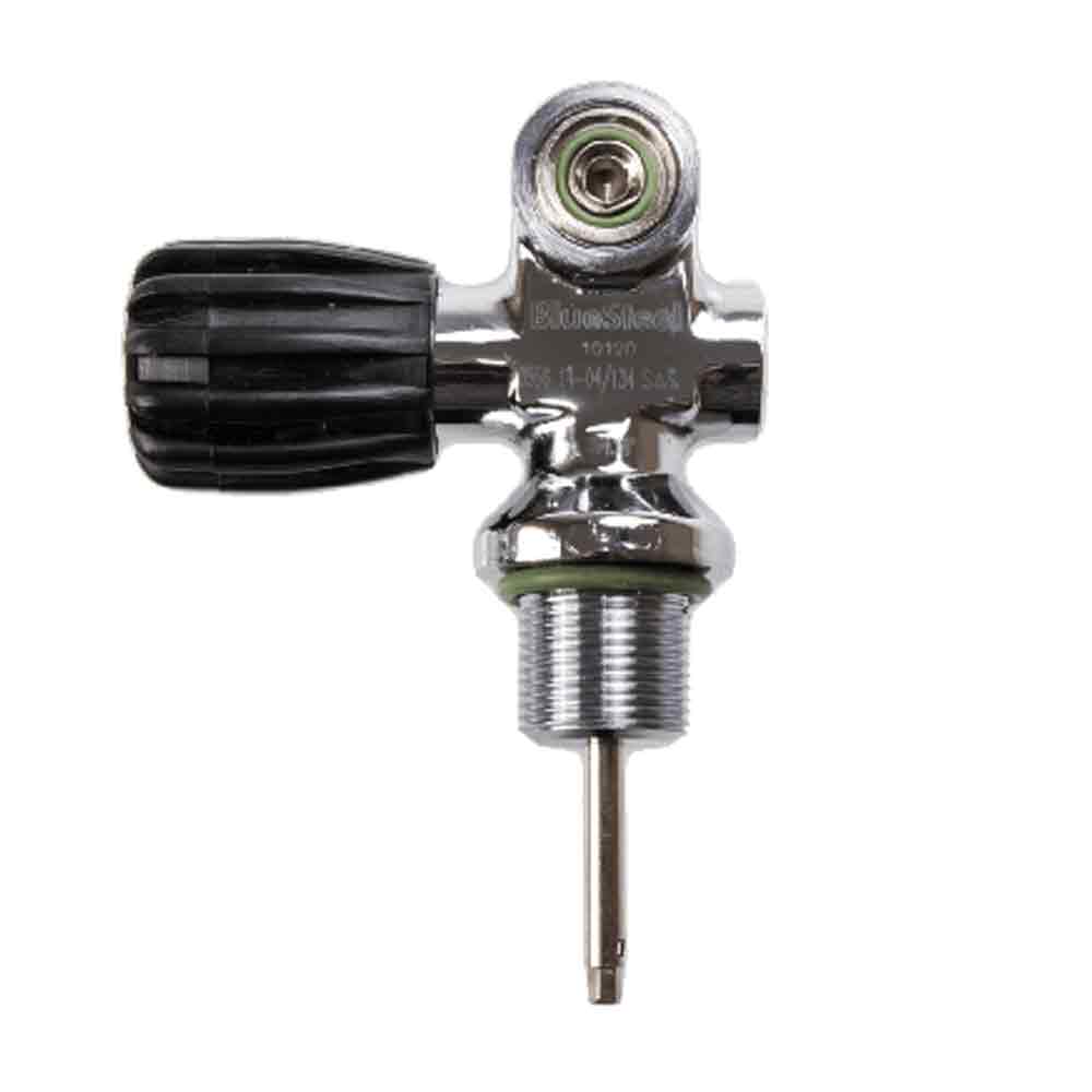 Blue Steel Right Hand Tank Valve DIN/Yoke Oulet 3000 PSI (Alu. Tanks)