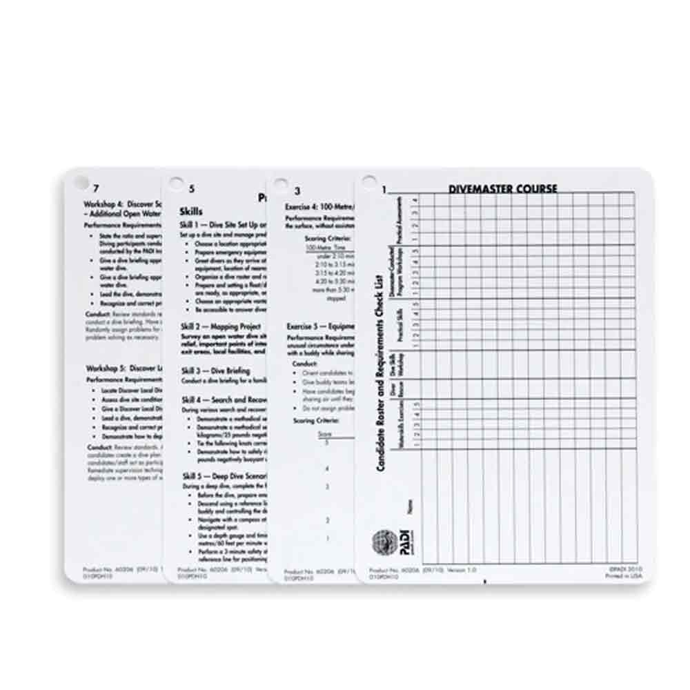 Padi Instructor Cue Cards (4) For The Divemaster Course